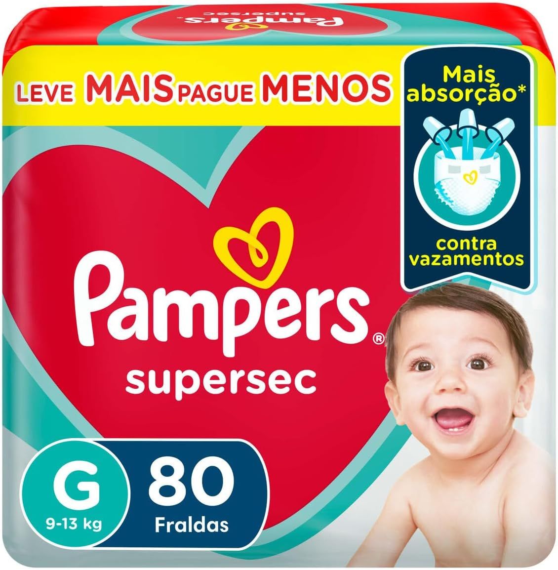 Fralda Pampers Supersec G - 80 fraldas | Economizzando
