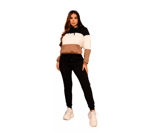 Conjunto Moletom Feminino Flanelado Branco - Cinza- Preto | Economizzando Conjunto Moletom Feminino Flanelado Branco - Cinza- Preto | Economizzando