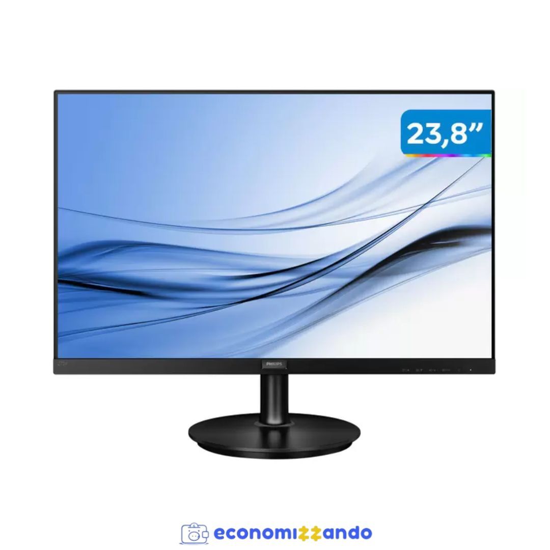 Monitor para PC Philips Série V8 242V8A 23,8” LED - Widescreen Full HD HDMI VGA IPS | Economizzando