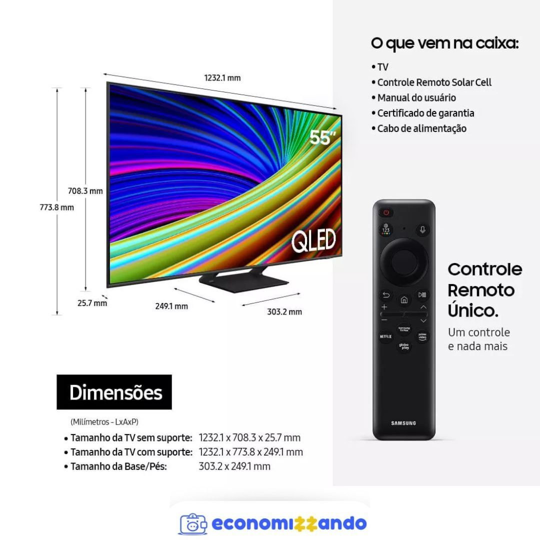 Samsung Smart Tv Qled 4k 55q65c 2023 Tela Sem Limites 55 | Economizzando