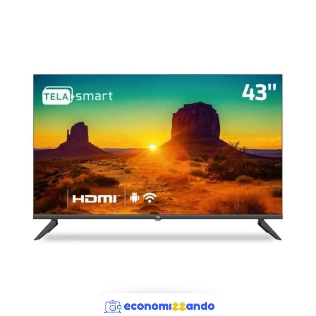 Smart TV 43' Full HD, HDR, tela sem bordas, Android 11, design Slim HQ ...