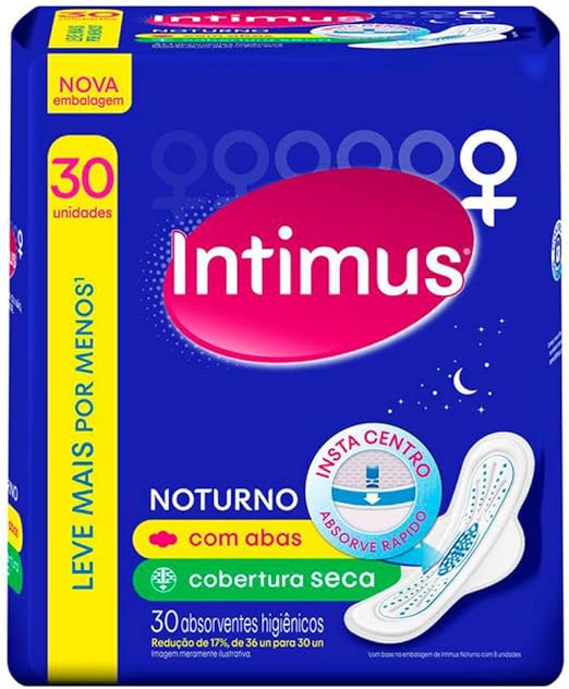 Kimberly Absorvente Externo Intimus Noturno Seca Com Abas 30 Unidades ...